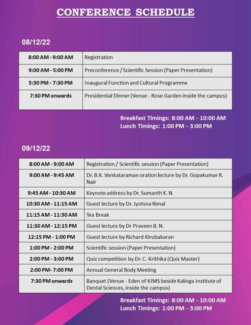 Schedule of Scientific Events – IAOMR